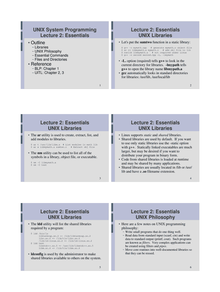 Fillable Online csserver evansville UNIX System Programming Lecture 2 ... Fillable Online csserver evansville UNIX System Programming Lecture 2 ...