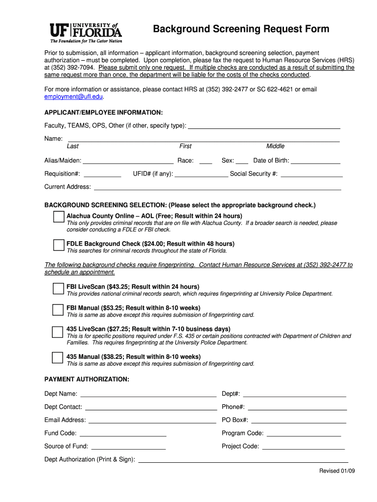 Fillable Online Background Screening Request Form Fax Email Print ...