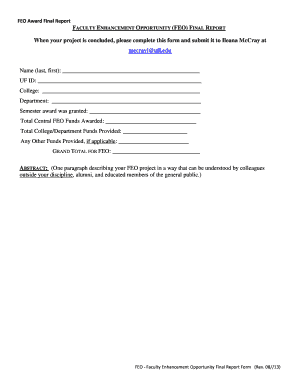 Fillable Online FEO Final Report Form Fax Email Print - pdfFiller