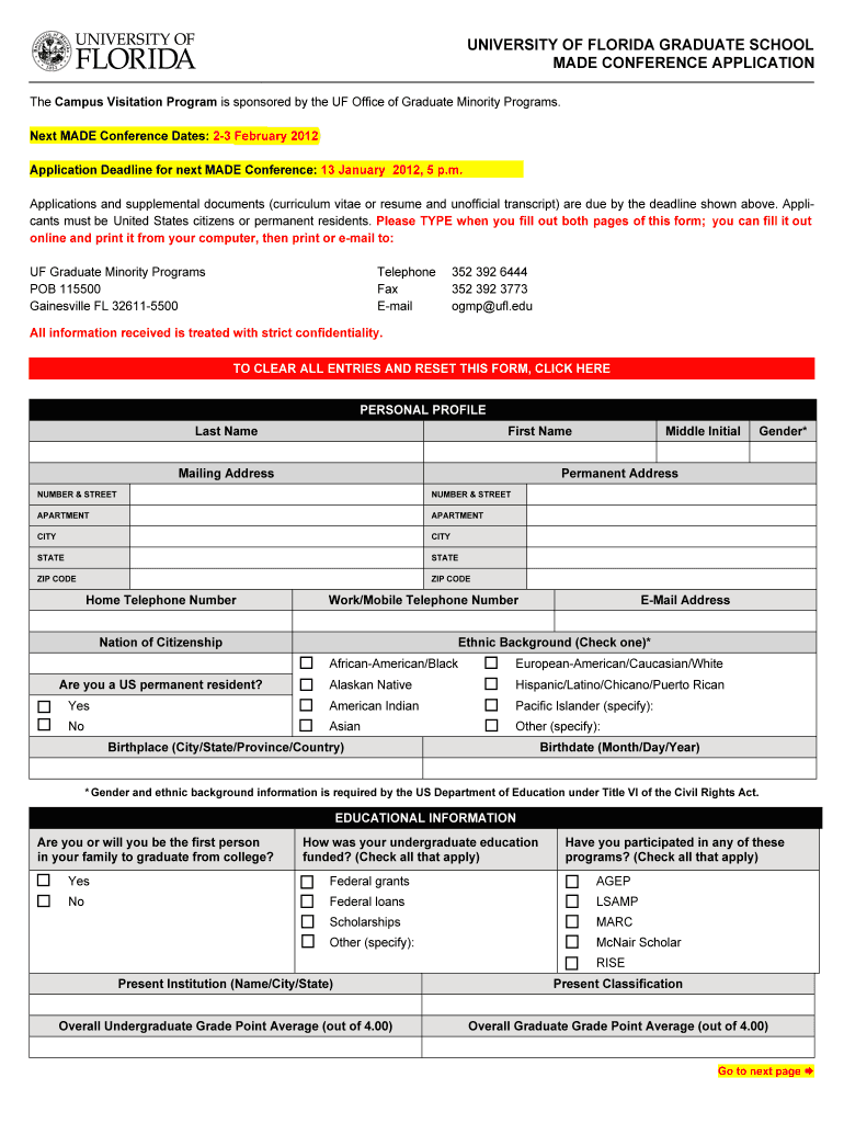 Fillable Online MADE Conference Application Fax Email Print - pdfFiller