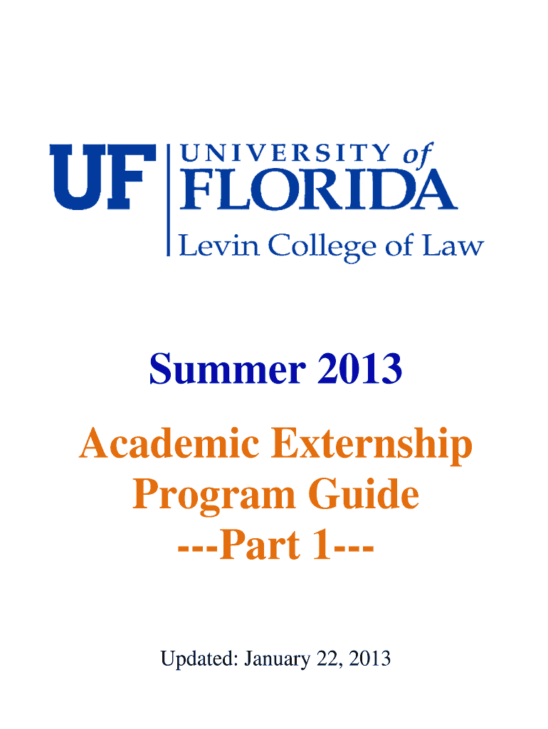 Fillable Online Summer 2013 Academic Externship Program Guide Fax Email Print - pdfFiller