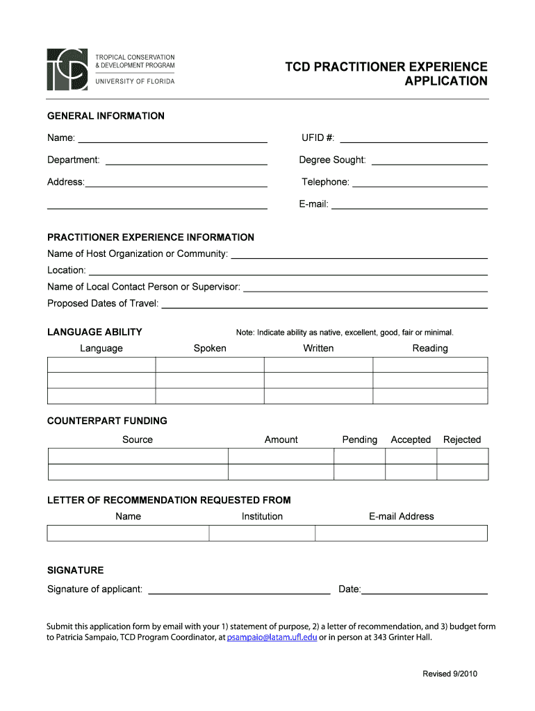 Fillable Online TCD Practitioner Experience Application Fax Email Print - pdfFiller