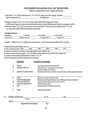 Fillable Online fincsvc umaryland Excess Property Declaration/Capital ...