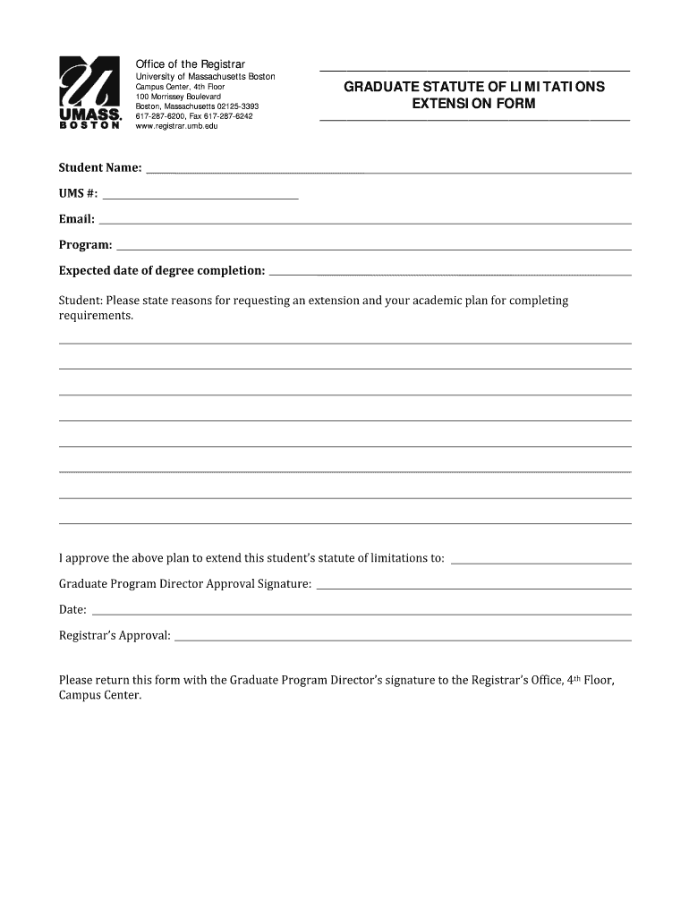 Statute of Limitations Extension - University of Massachusetts Boston ...