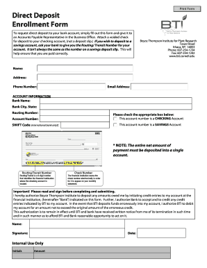 Fillable Online bti cornell Direct Deposit Enrollment Form - Boyce ...
