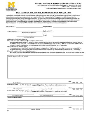 Fillable Online rackham umich Petition for Modification or Waiver of ...