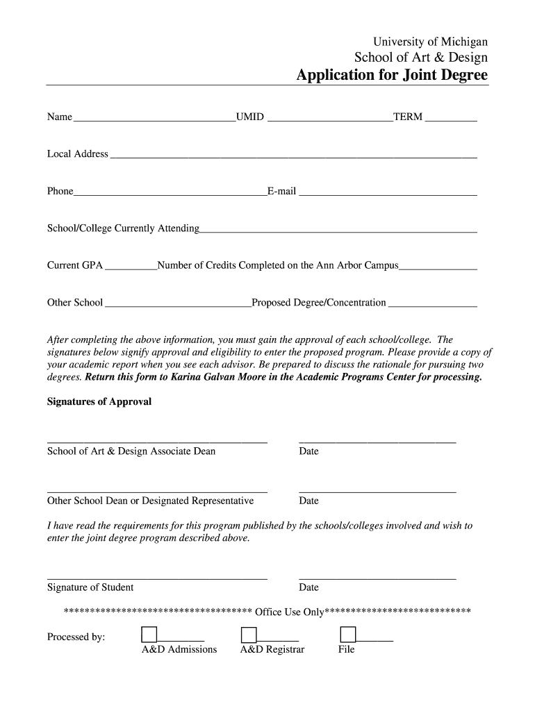 Fillable Online Joint Degree Application Fax Email Print - pdfFiller