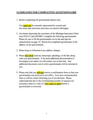 Fillable Online law umich Guidelines for completing questionnaire - The ...