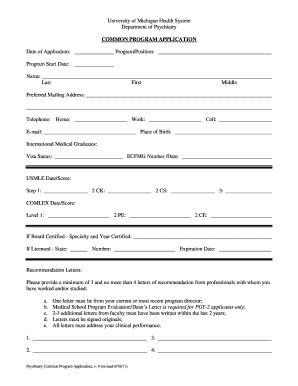 Fillable Online psych med umich Common Application Form - University of ...