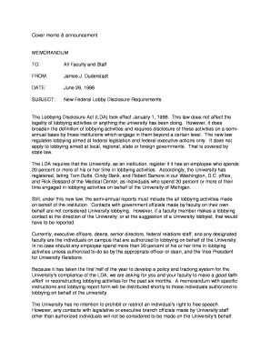 Fillable Online govrel umich Cover memo & announcement Fax Email Print ...