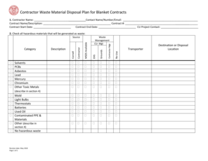 Fillable Online Contractor Waste Material Disposal Plan Blanket ...