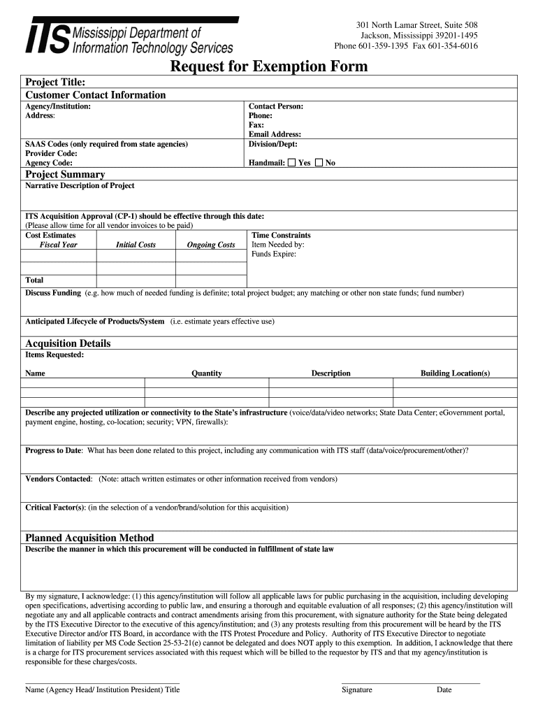 Fillable Online Request for Exemption Fax Email Print - pdfFiller