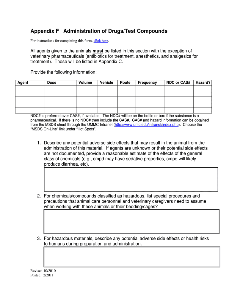 Fillable Online Administration of Drugs/Test Compounds Fax Email Print ...