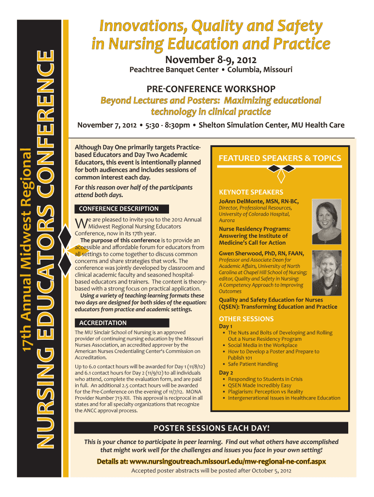 Fillable Online 17th Annual Midwest Regional Nursing Educators ...