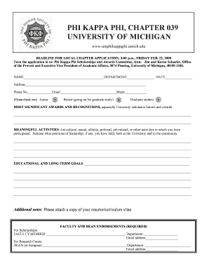Fillable Online umphikappaphi umich Revised2-PKP39 application form 2008 - The Honor Society of ...