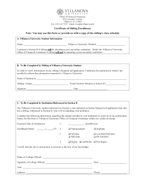 Fillable Online www1 villanova Sibling Enrollment Form-86719 - www1 ...