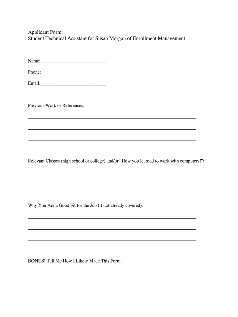 Applicant Form: Fill out & sign online | DocHub