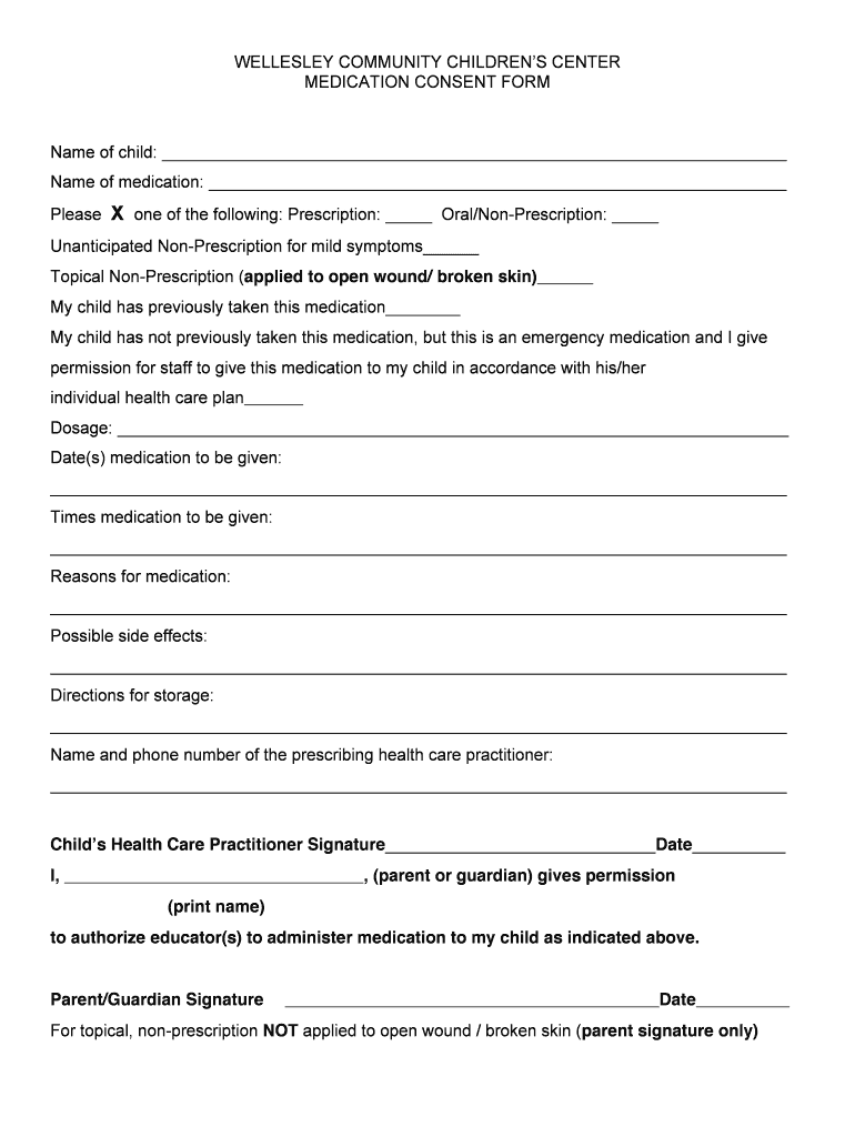 Fillable Online Medication Consent Form Fax Email Print - pdfFiller