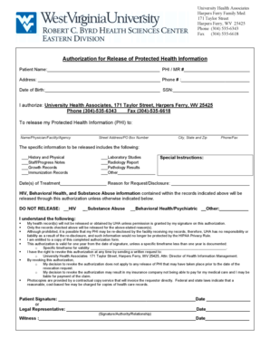 Fillable Online hsc wvu Medical Release From Form - hsc wvu Fax Email ...