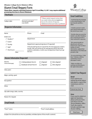 Fillable Online www2 wheaton Alumni Email Request Form - Wheaton College Fax Email Print - pdfFiller