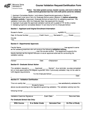 Fillable Online webs wichita Validation Request Form - Wichita State ...