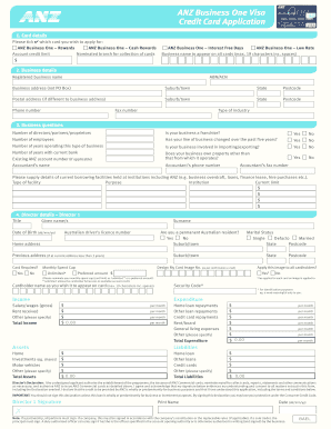 Fillable Online ANZ Business One Visa Credit Card Application Fax Email Print - pdfFiller