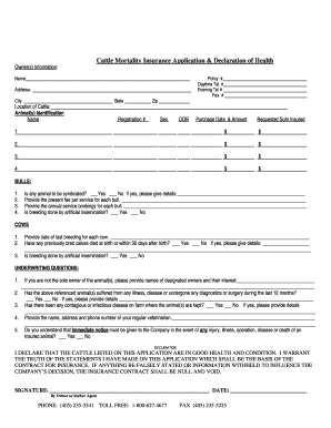 Fillable Online Cattle Declaration of Health Form - Prairie States ...