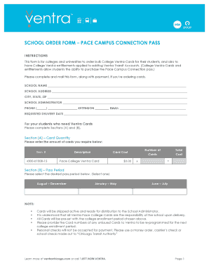 Fillable Online School order form pace campus connection pass - Ventra ...