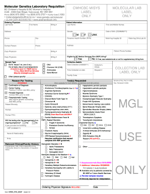 Fillable Online Molecular Genetics Form - Valley Medical Laboratories ...