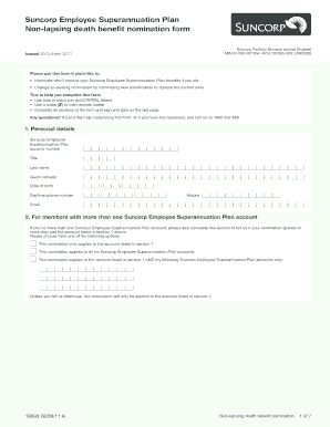 Fillable Online Non-lapsing death benefit nomination form - Suncorp Fax Email Print - pdfFiller