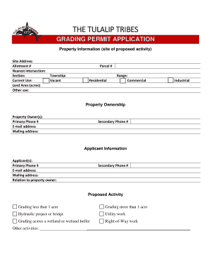 Fillable Online tulaliptribes-nsn INFORMATION FOR GRADING PERMIT ...