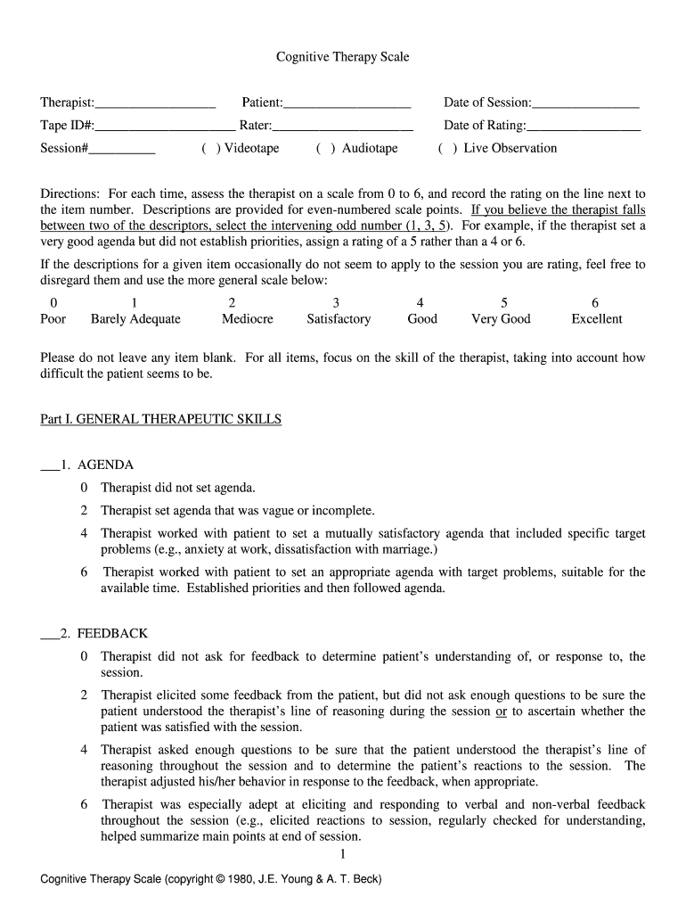 Fillable Online members academyofct Cognitive Therapy Rating Scale ...