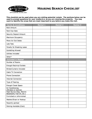 Fillable Online HOUSING SEARCH CHECKLIST Fax Email Print - pdfFiller