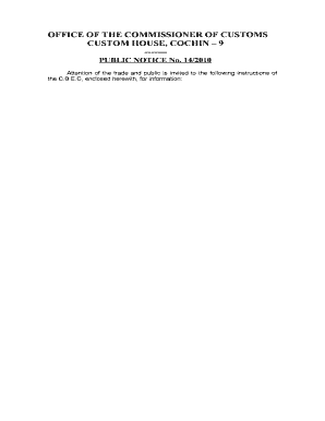 Fillable Online cochincustoms nic CUSTOM HOUSE, COCHIN 9 ...