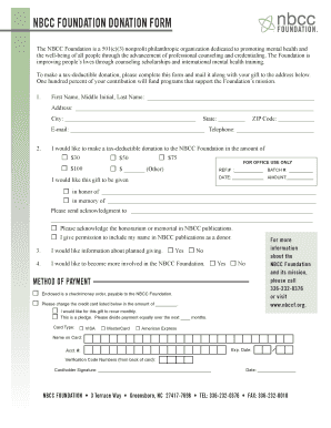 Fillable Online nbccf NBCC FOUNDATION DONATION FORM Fax Email Print - pdfFiller