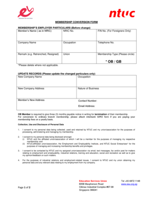 Fillable Online Membership Conversion Form - Education Services Union ...
