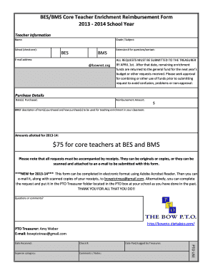 Fillable Online 75 for core teachers at BES and BMS - Fax Email Print ...