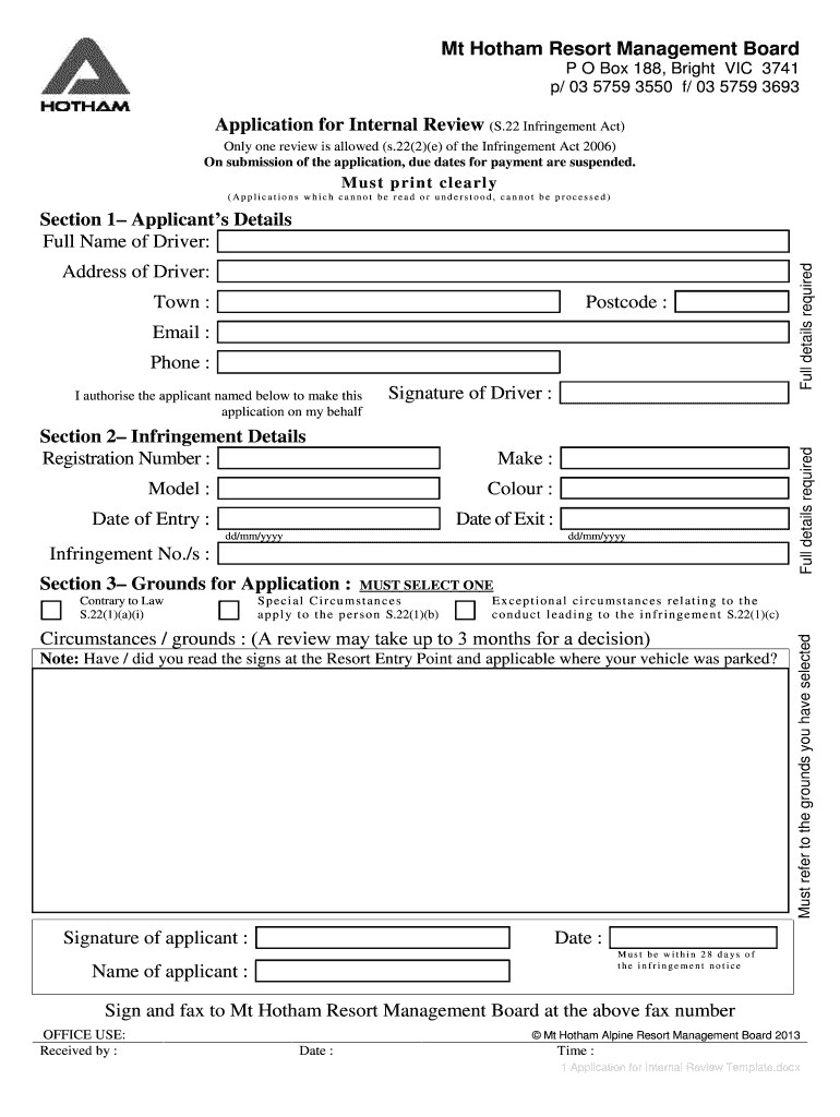 Fillable Online Application for Internal Review Form Fax Email Print - pdfFiller