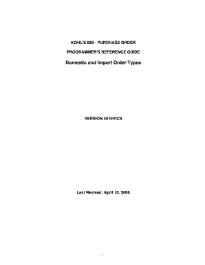 Fillable Online KOHL'S 850 - PURCHASE ORDER Fax Email Print - pdfFiller