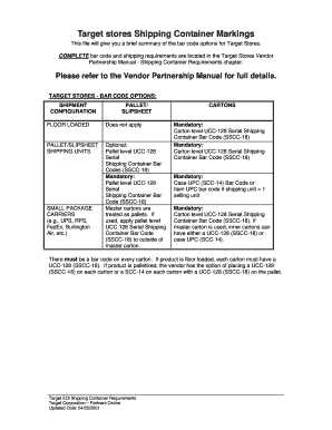 Fillable Online Target stores Shipping Container Markings Fax Email ...