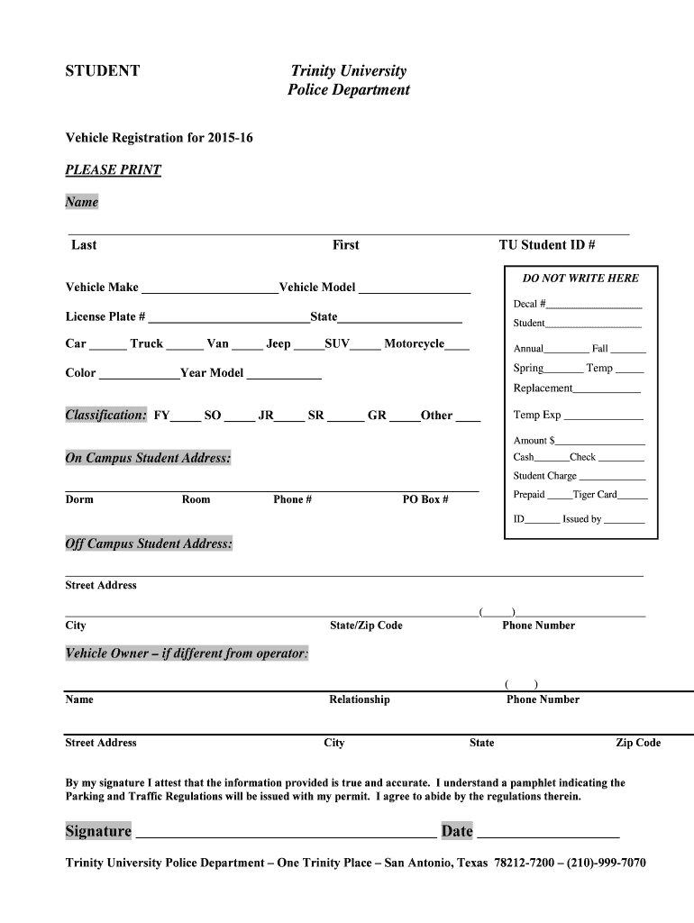 Fillable Online inside trinity B2015b-16 parking bformb - Trinity ...