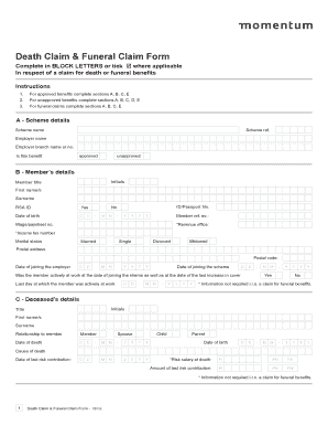 Fillable Online sarpbac org Death Claim Funeral Claim Form Fax Email ...