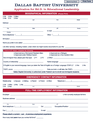 Fillable Online www4 dbu Application for EdD in Educational Leadership ...