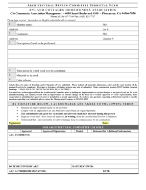 Fillable Online ARCH SUB REVISED FORM - RCdoc Fax Email Print - pdfFiller