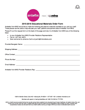 Fillable Online Resource Order Form - Ambetter from MHS Fax Email Print ...
