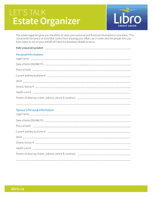 Fillable Online Estate Organizer Fax Email Print - pdfFiller