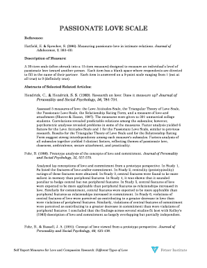 Fillable Online PASSIONATE LOVE SCALE Fax Email Print - pdfFiller