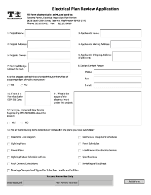 Fillable Online Electrical Plan Review Application - Tacoma Public ...