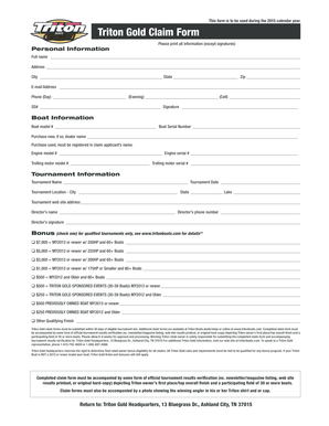Fillable Online Triton Gold Claim Form - Triton Boats Fax Email Print ...