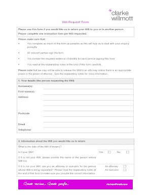 Fillable Online Will Request Form Fax Email Print - pdfFiller